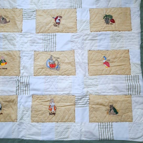 Bedding | Beatrix Potter Quilt Peter Rabbit Handmade Embroidered Baby ...